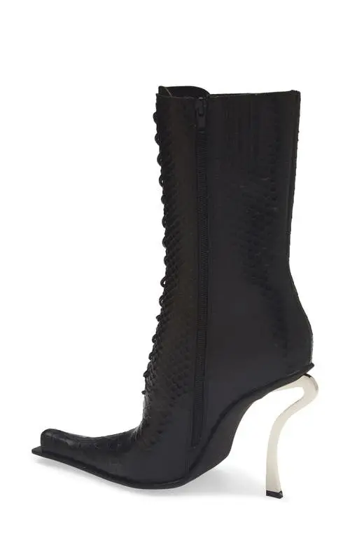 Jeffrey Campbell Rembrandt Pointy Toe Lace-up Boots - Black Snake