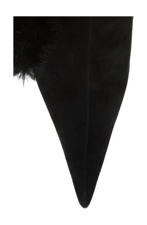 Jeffrey Campbell Chilly Faux Fur Trim Pointed Toe Boots - Black Combo
