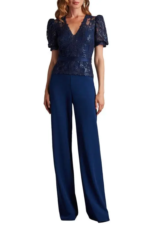 Tadashi Shoji Beaded Bodice Jumpsuit - Midnight