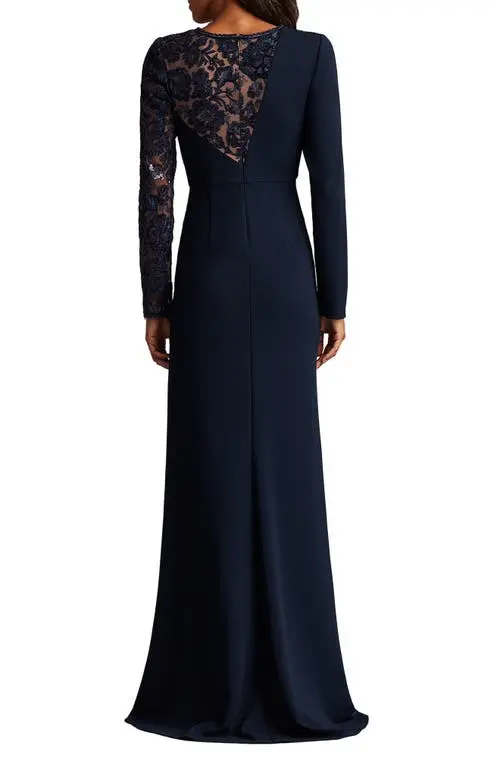 Tadashi Shoji Lace And Sequin Long Sleeve Gown