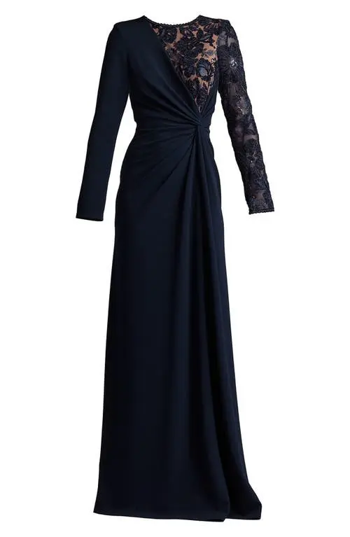 Tadashi Shoji Lace And Sequin Long Sleeve Gown