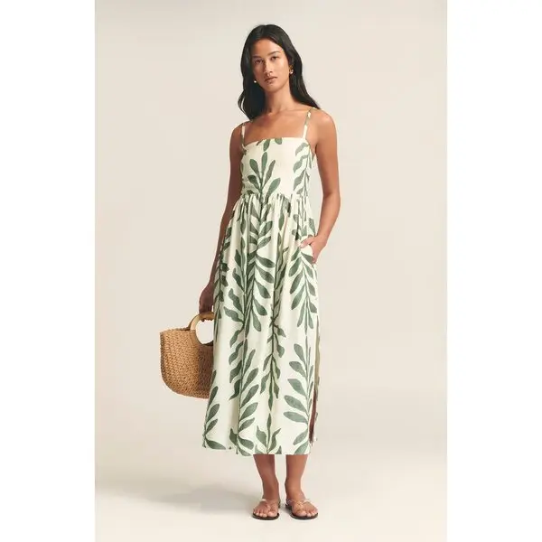 ST MRLO Lanah Midi Dress - Sage Green Leaf