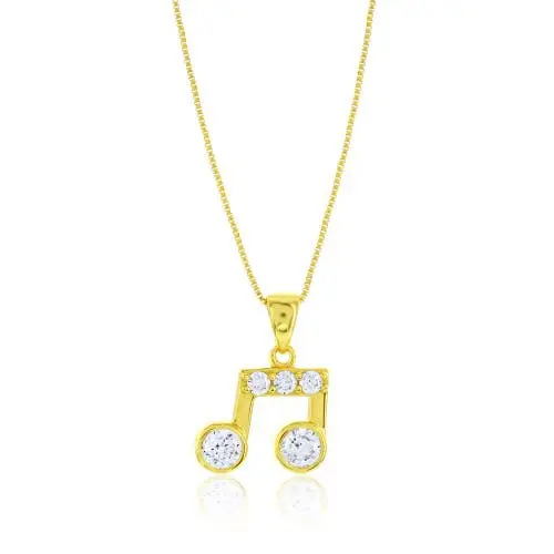 DONATELLO GIAN Sterling Silver Music Note Pendant Necklace - Gold