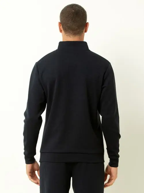 SINGLE STITCH Classic 1/4 Zip Sweatshirt - Deep Navy
