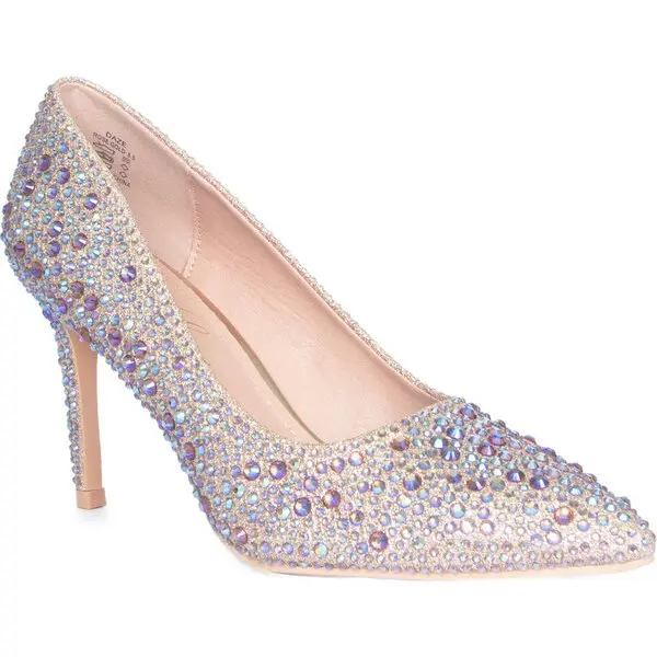 LAUREN LORRAINE Rhinestone Embellished Pointed Toe Pumps