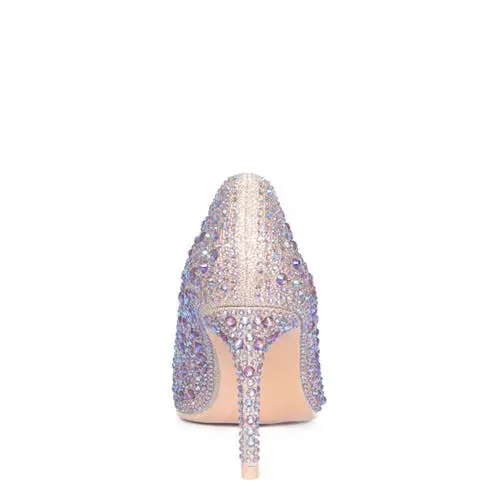 LAUREN LORRAINE Rhinestone Embellished Pointed Toe Pumps