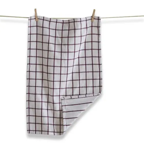 TAG Classic Reversible Plum Windowpane Cotton Dishtowel - Purple