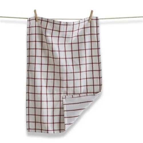TAG Classic Double Rust Windowpane Cotton Dishtowel - Brown
