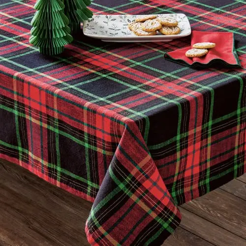 TAG Christmas Plaid Tablecloth Multi Cotton Machine Washable