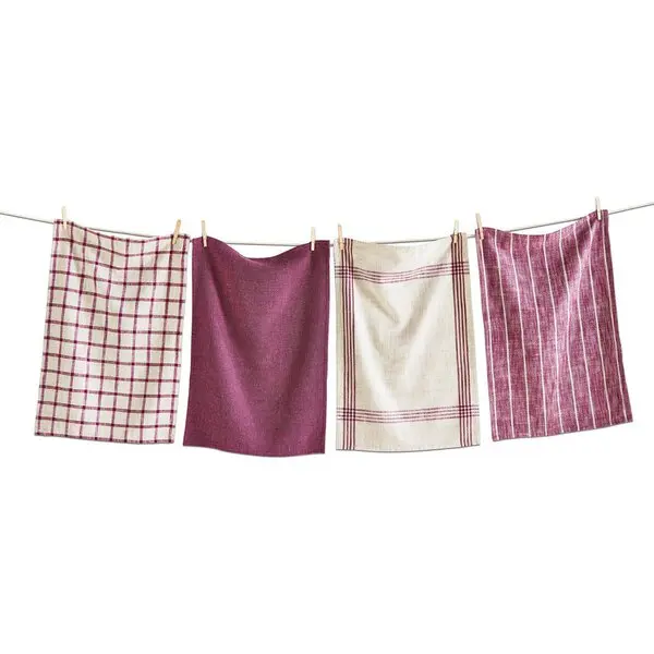 TAG Canyon Woven Dishtowel Set Of 4 Plum Dish Cloths - Purple