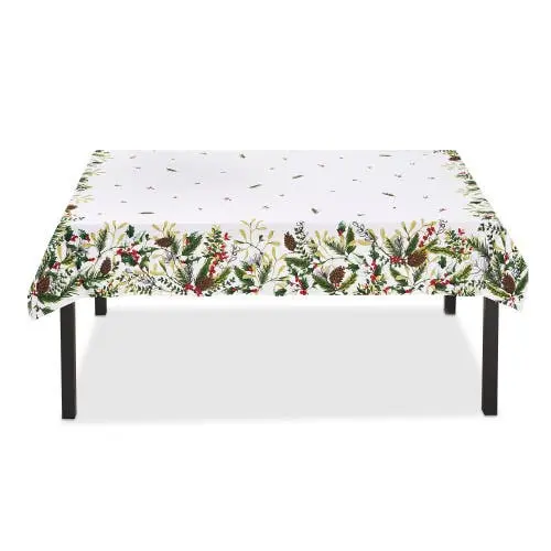 TAG Winter Sprig Cotton Tablecloth Multicolor Christmas Design