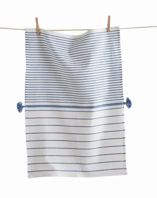 TAG Beach Stripe Cotton Dishtowel Machine Washable Kitchen - Blue