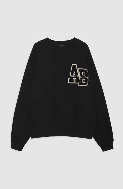 ANINE BING Miles Oversized Sweatshirt Letterman - Black