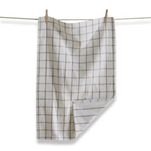 TAG Classic Reversible Windowpane Cotton Dishtowel Machine Washable - White