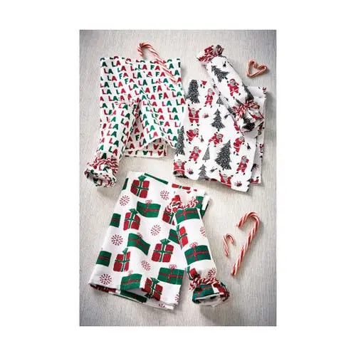 TAG Santa And Trees Christmas Cracker Dishtowel Multicolor Cotton