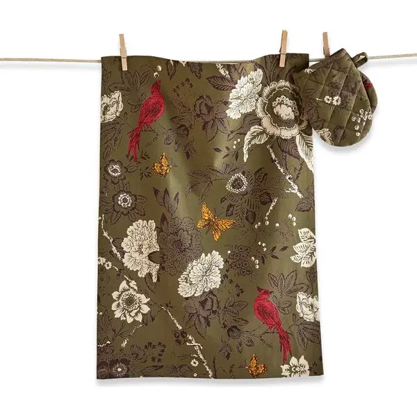 TAG Autumn Toile Dishtowel And Mitt Set Fall Harvest Kitchen