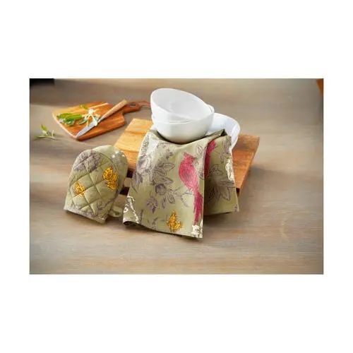 TAG Autumn Toile Dishtowel And Mitt Set Fall Harvest Kitchen