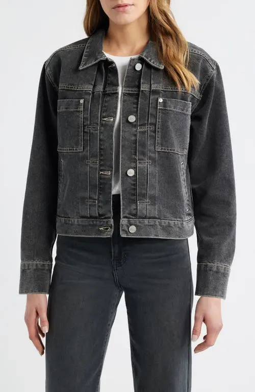 CITY BLUES Pleated Denim Jacket - Black