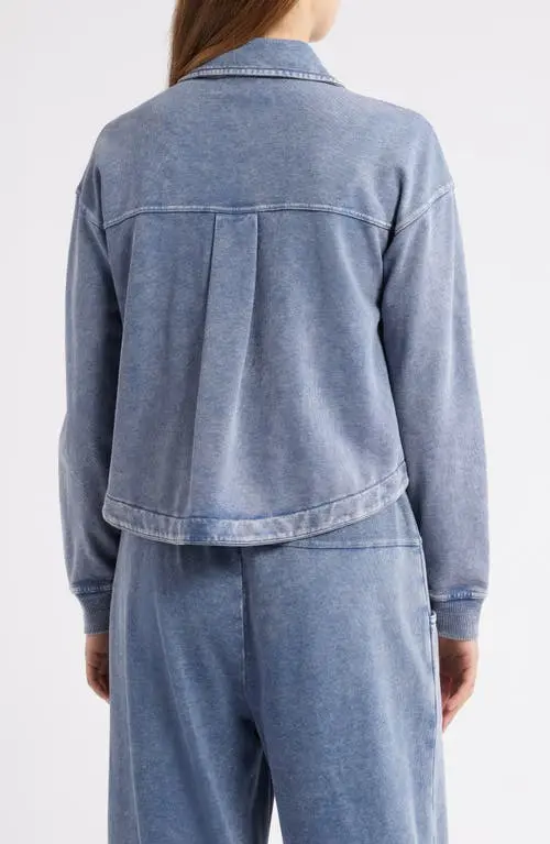 CITY BLUES Crop Knit Shacket - Cadet Blue