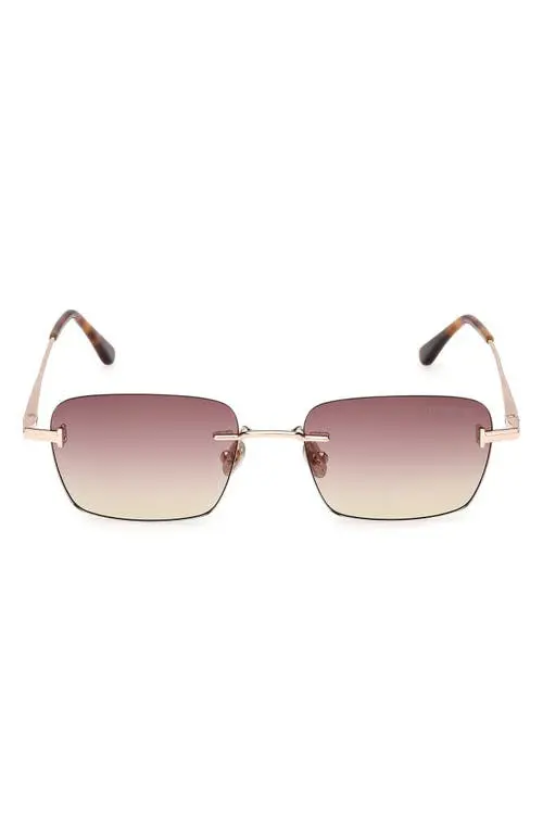 TOM FORD 54mm Gradient Rectangular Sunglasses - Rose Gold/purple/amber