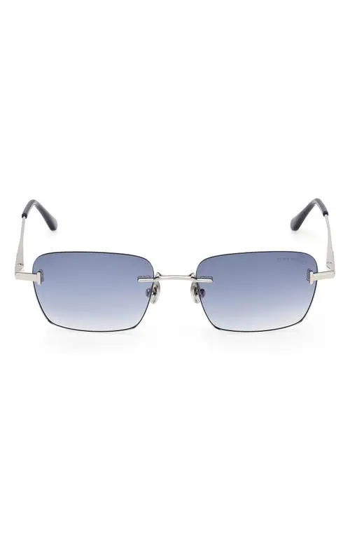 TOM FORD 54mm Gradient Rectangular Sunglasses - Shiny Palladium/blue Lens