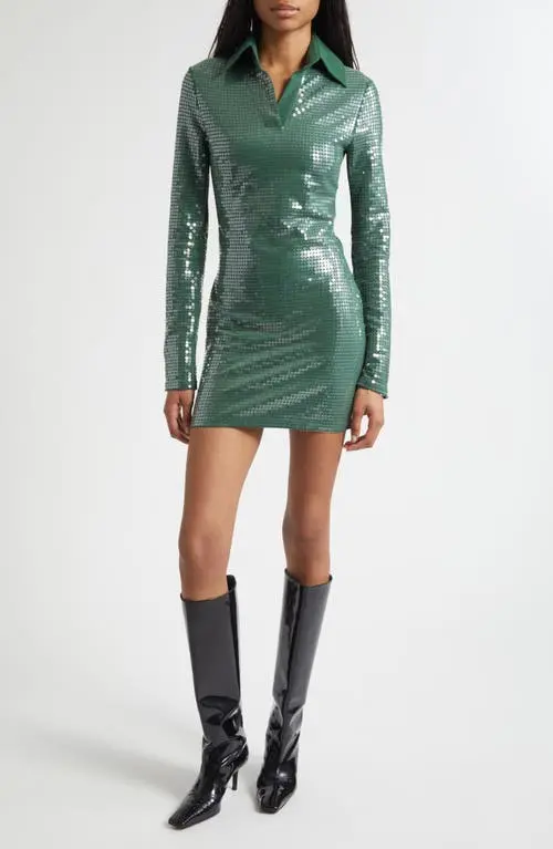 CONNER IVES Long Sleeve Sequin Jersey Minidress