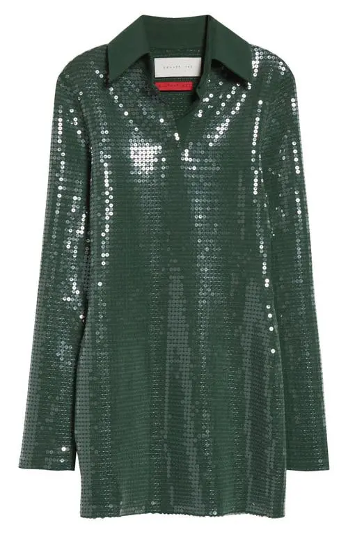 CONNER IVES Long Sleeve Sequin Jersey Minidress