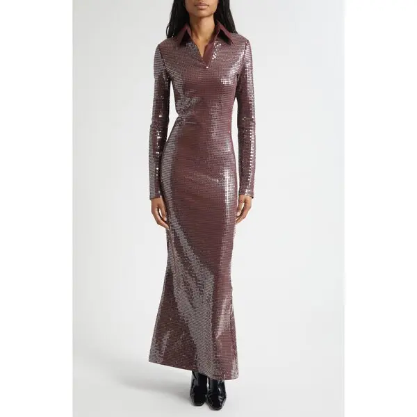 CONNER IVES Long Sleeve Sequin Jersey Dress