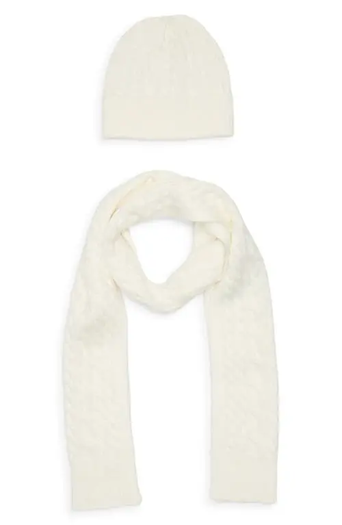 Treasure & Bond Cable Knit Scarf & Beanie Set - Ivory