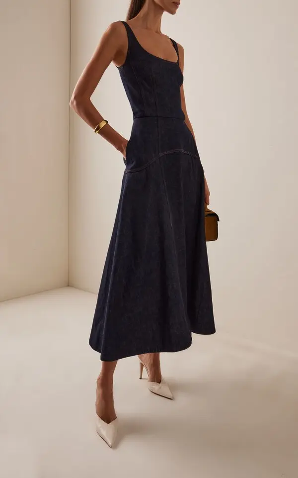 Adam Lippes Veda Denim Midi Dress
