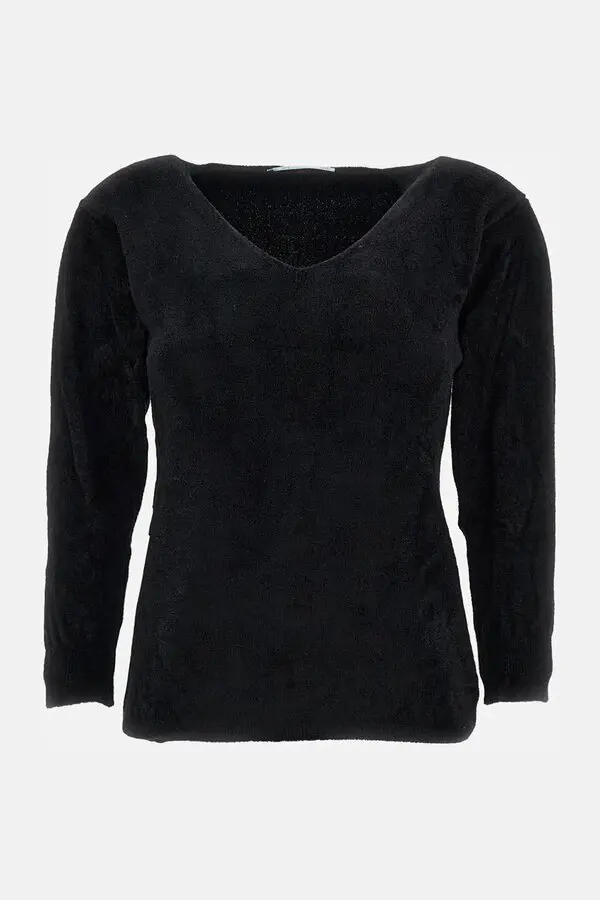 LIVTHELABEL V-neck 3/4 Sleeve Top - Nero