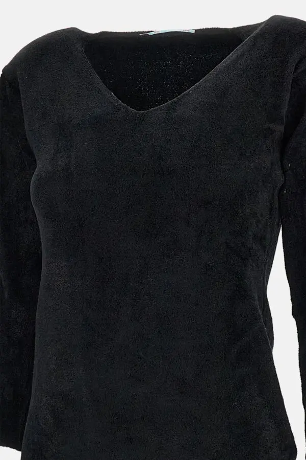LIVTHELABEL V-neck 3/4 Sleeve Top - Nero