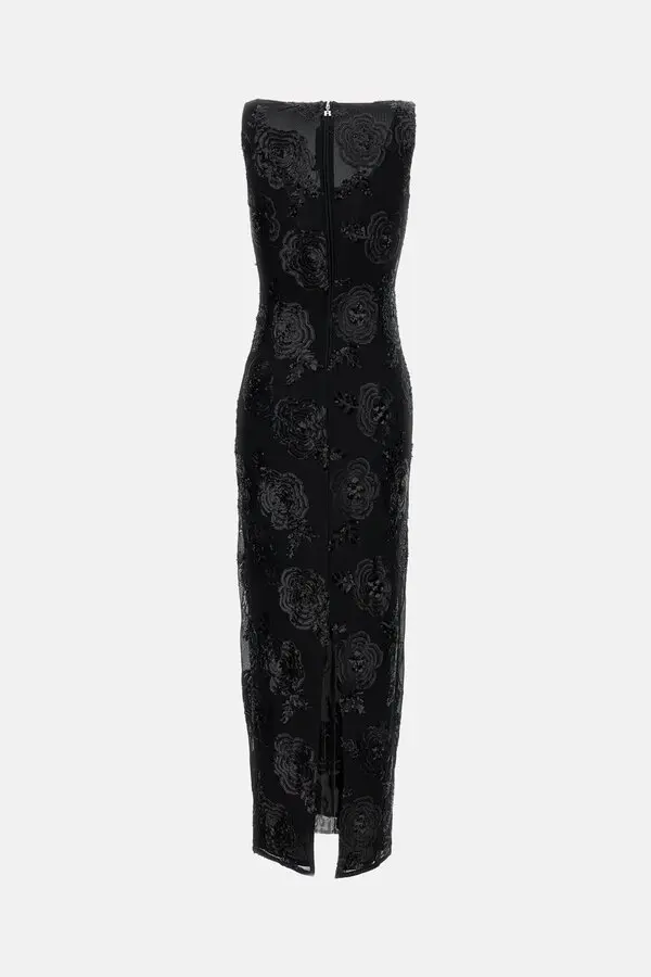 ROTATE BY BIRGER CHRISTENSEN Maxi Dress With Bead Detailing - Nero