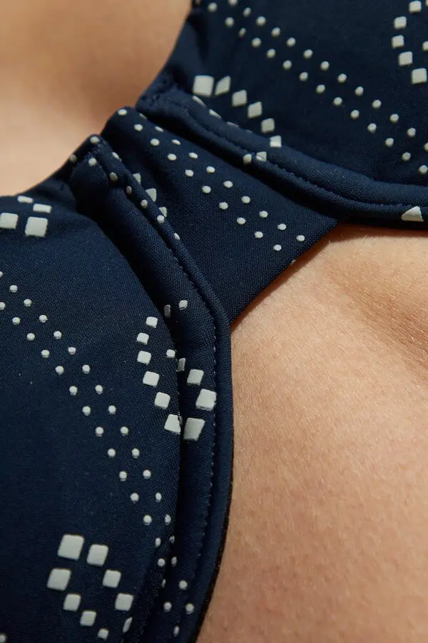 Tory Burch Paisley Bikini Top - Navy Blue