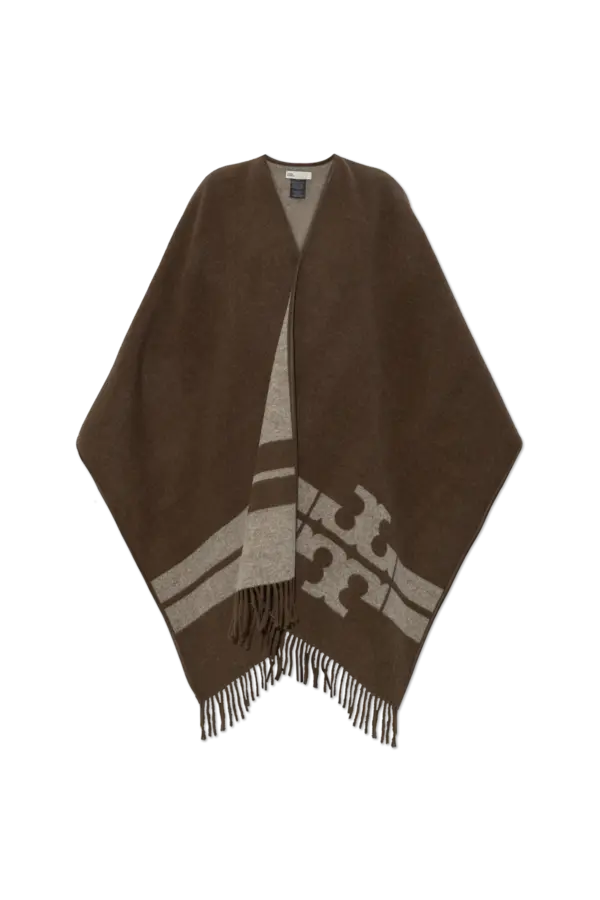 Tory Burch Poncho With Logo - Brown