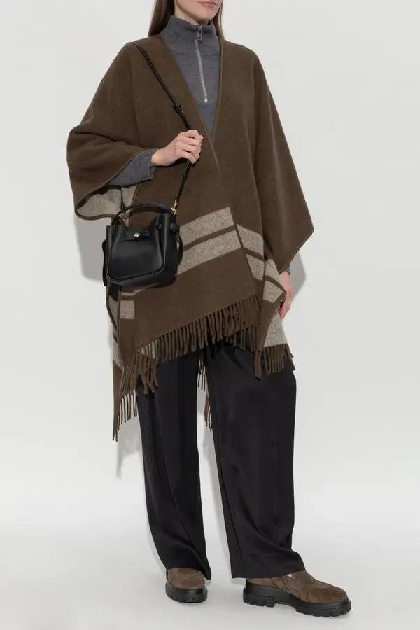 Tory Burch Poncho With Logo - Brown