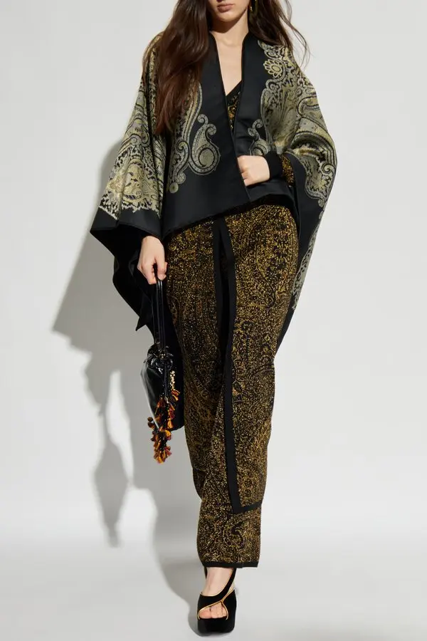 Etro Cape With Lurex Thread - Black