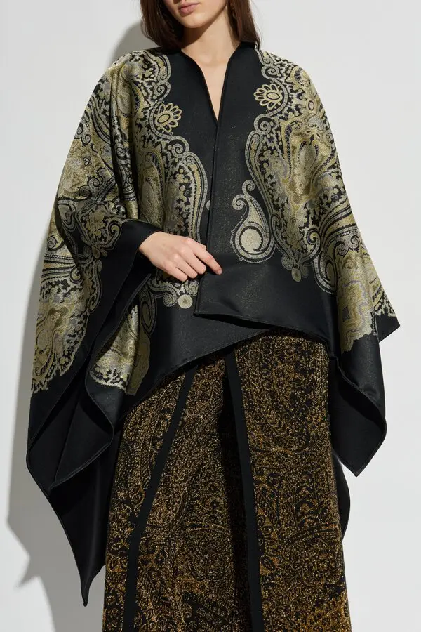 Etro Cape With Lurex Thread - Black