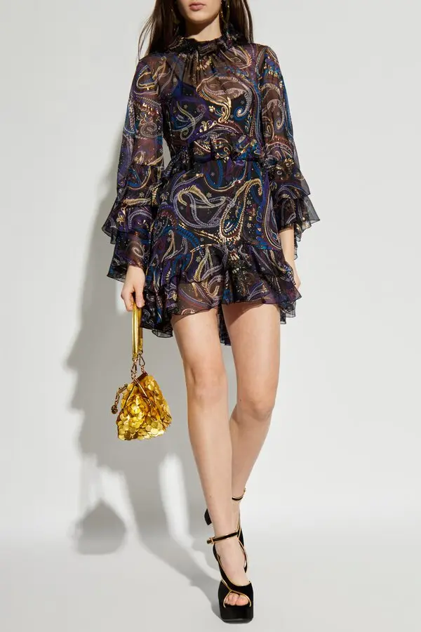 Etro Silk Mini Dress With Ruffles - Multicolour