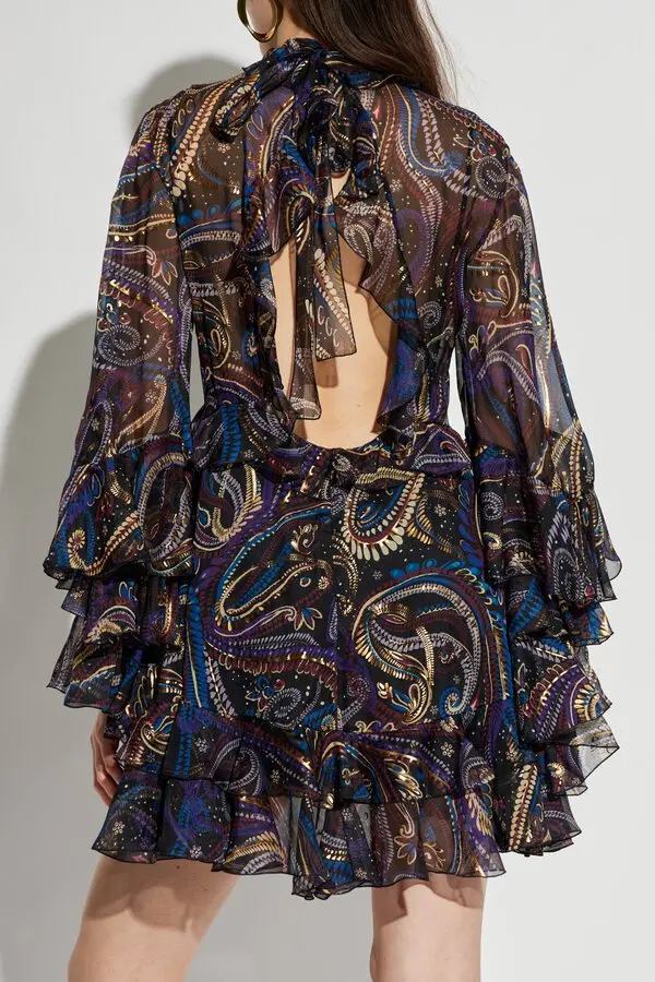 Etro Silk Mini Dress With Ruffles - Multicolour
