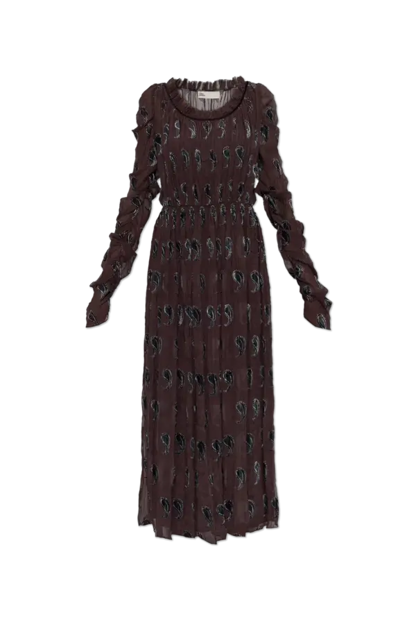 Tory Burch Velvet Paisley Pattern Dress - Brown
