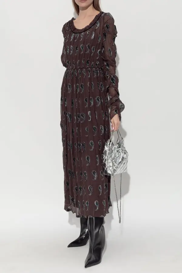 Tory Burch Velvet Paisley Pattern Dress - Brown
