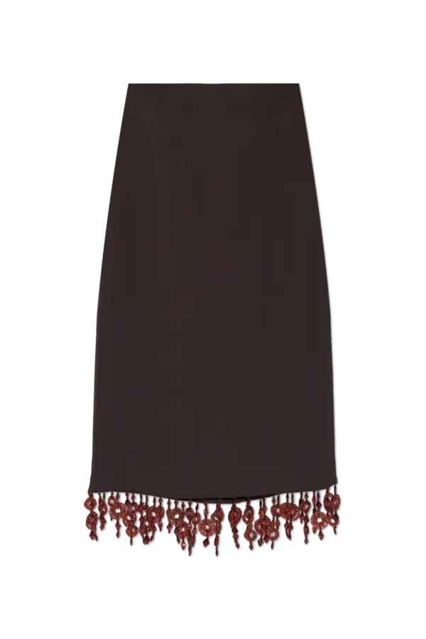 Tory Burch Decoratively Finished Hem Skirt - Brown