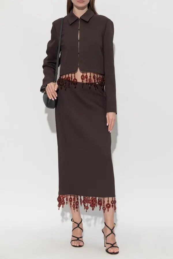 Tory Burch Decoratively Finished Hem Skirt - Brown