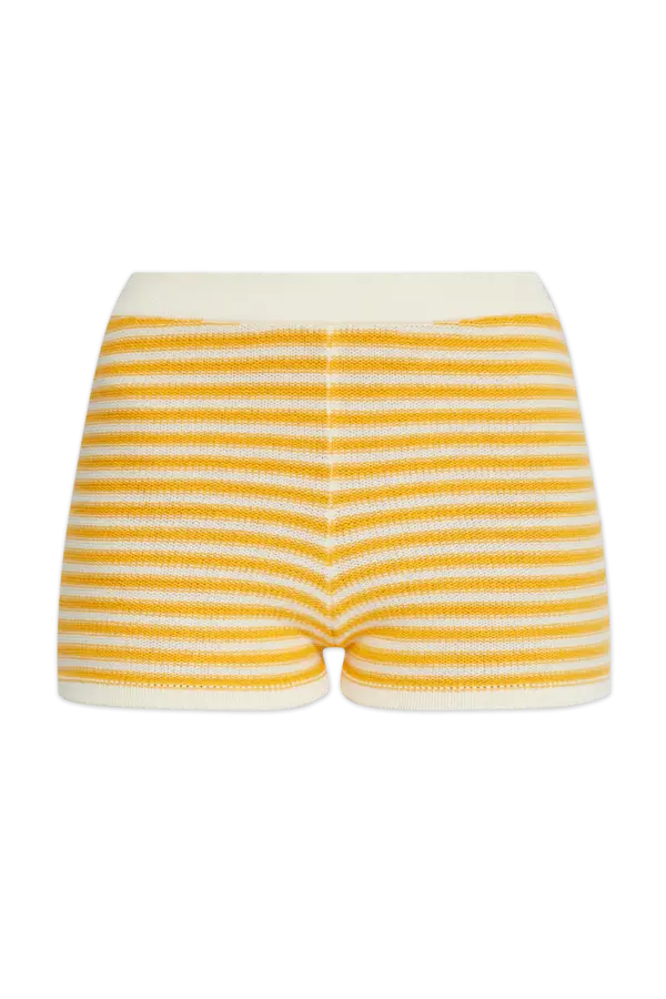The Upside Striped Fitted Shorts - Yellow