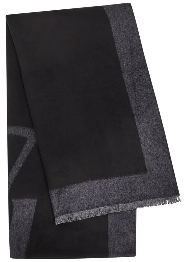 Saint Laurent Cassandra Logo Silk Scarf - Black