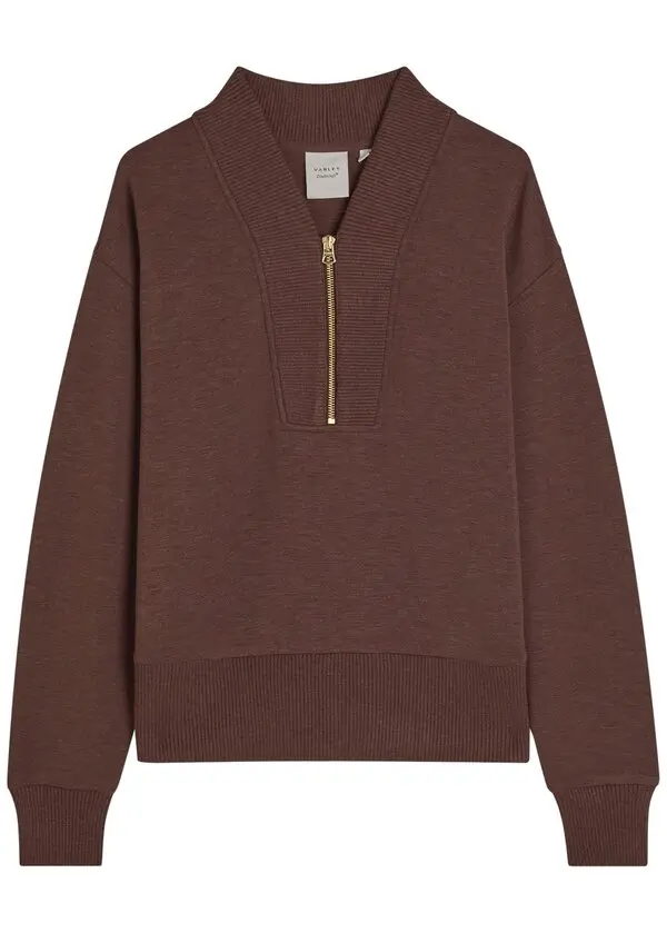 Varley Sally Stretch-jersey Half-zip Sweatshirt - Brown
