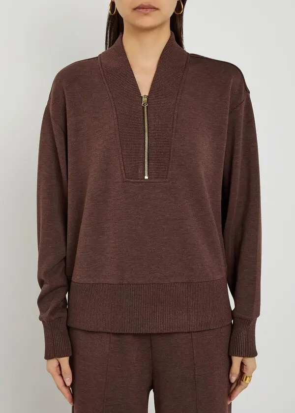 Varley Sally Stretch-jersey Half-zip Sweatshirt - Brown