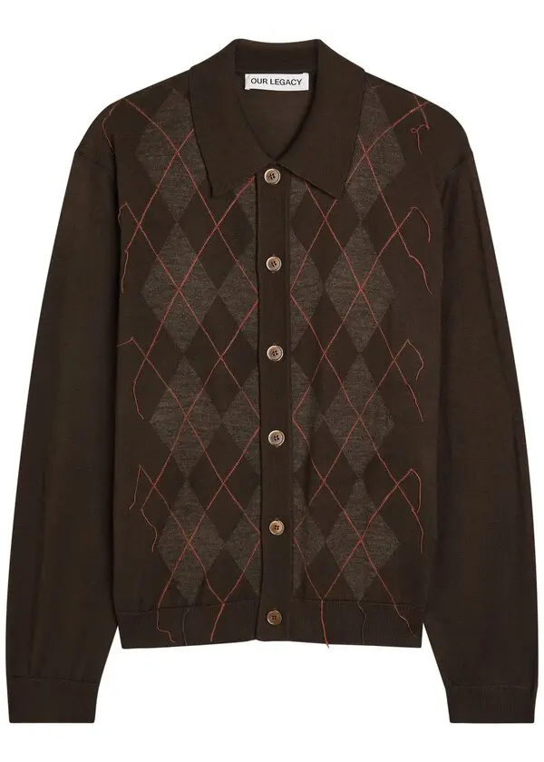 Our Legacy Argyle Intarsia Wool Polo Shirt