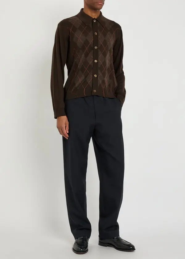 Our Legacy Argyle Intarsia Wool Polo Shirt